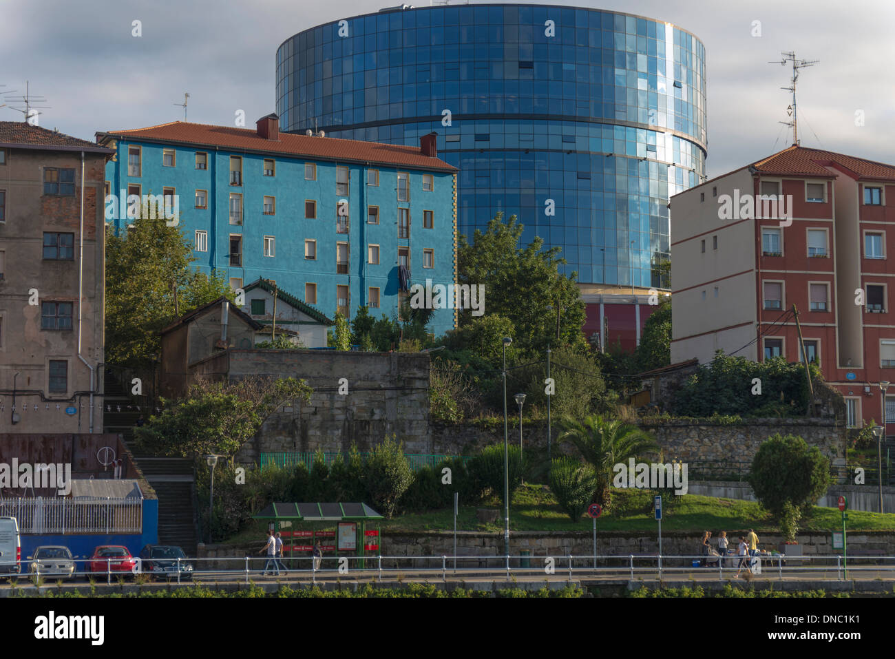 Ria of Bilbao and Eitb Building Tower background, Bilbao, Biscay ...