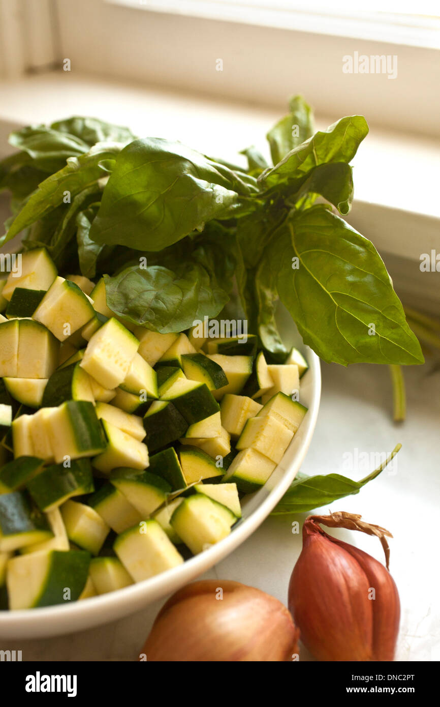Cubes of zucchini Stock Photo - Alamy