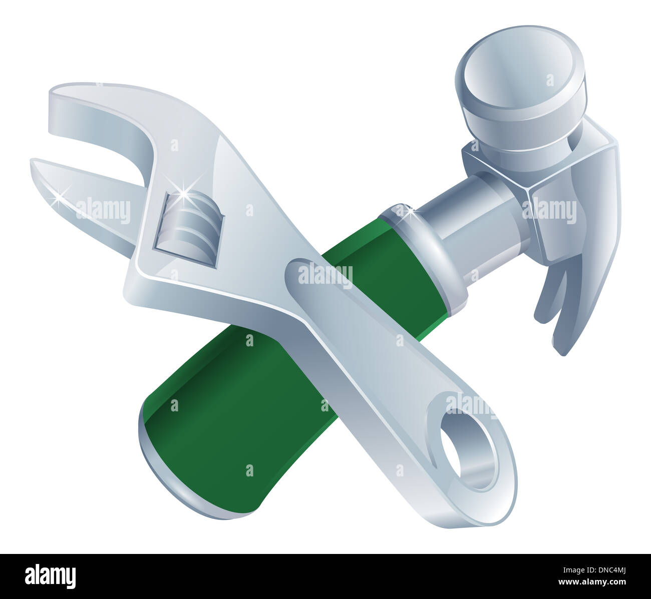 Crossed spanner and hammer tools icon of cartoon tools crossed ...