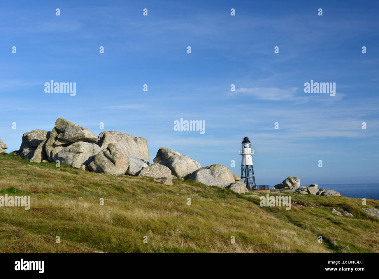 Peninnis Lighthouse on St Mary's, Isles of Scilly Stock Photo - Alamy
