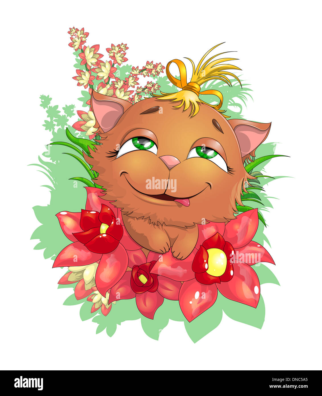 kitty in flowers Stock Photo - Alamy