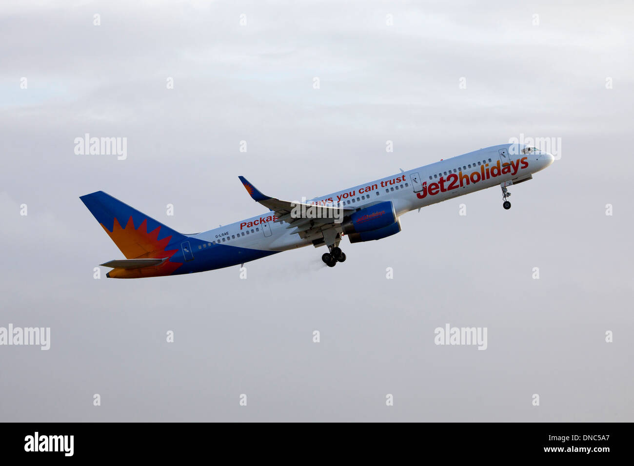 Jet 2 aeroplane taking off at Manchester Airport Stock Photo - Alamy