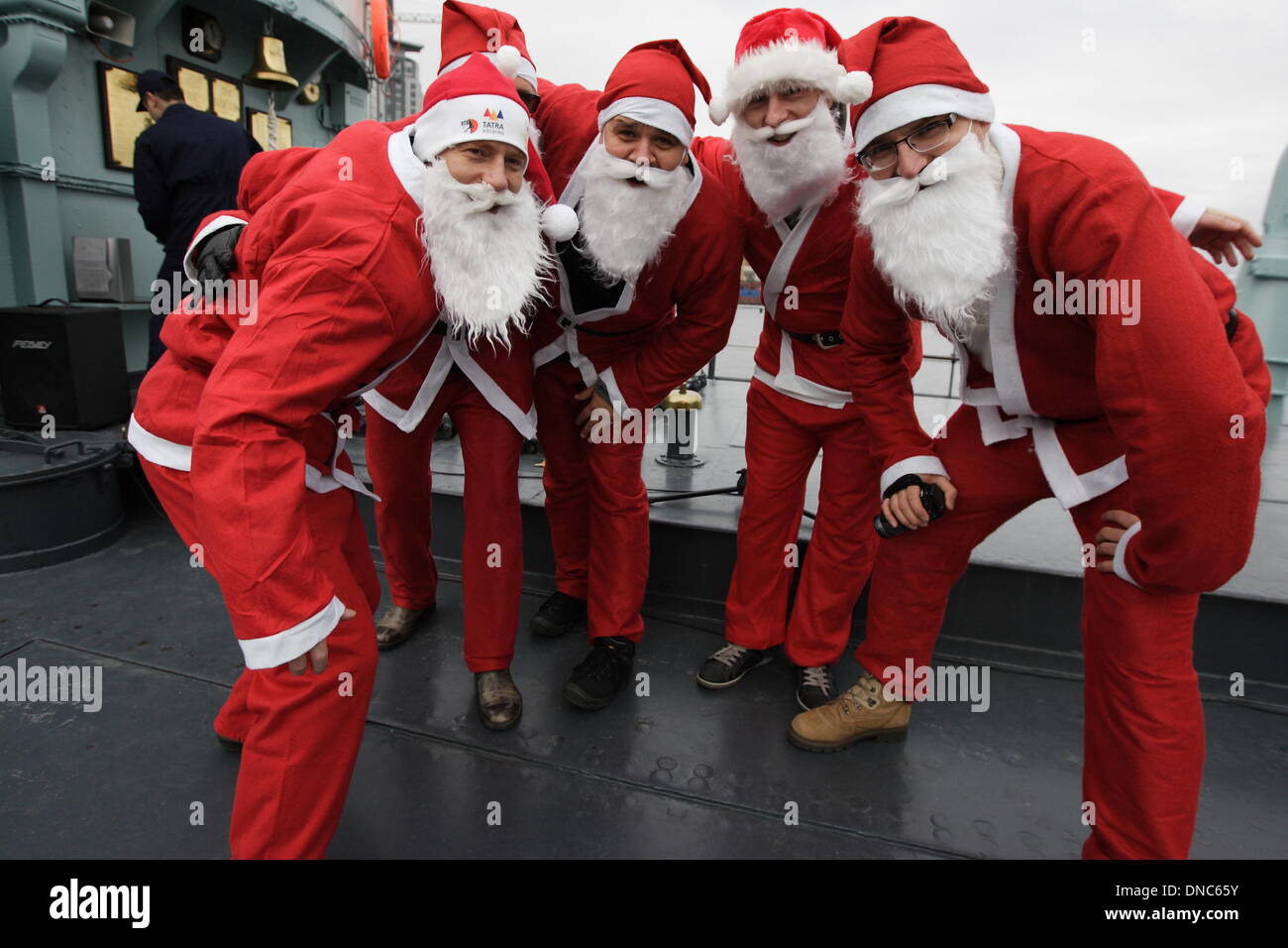 Gdynia, Poland 22nd, December 2013 Santa Clauses invasion on the ORP ...