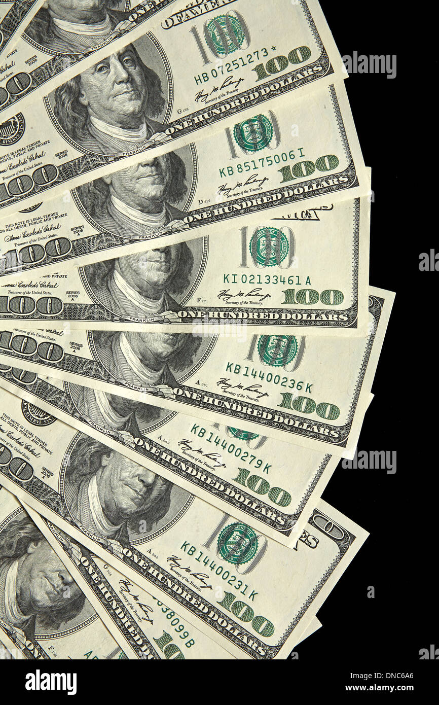 Money fan with hundred dollar bills Stock Photo - Alamy