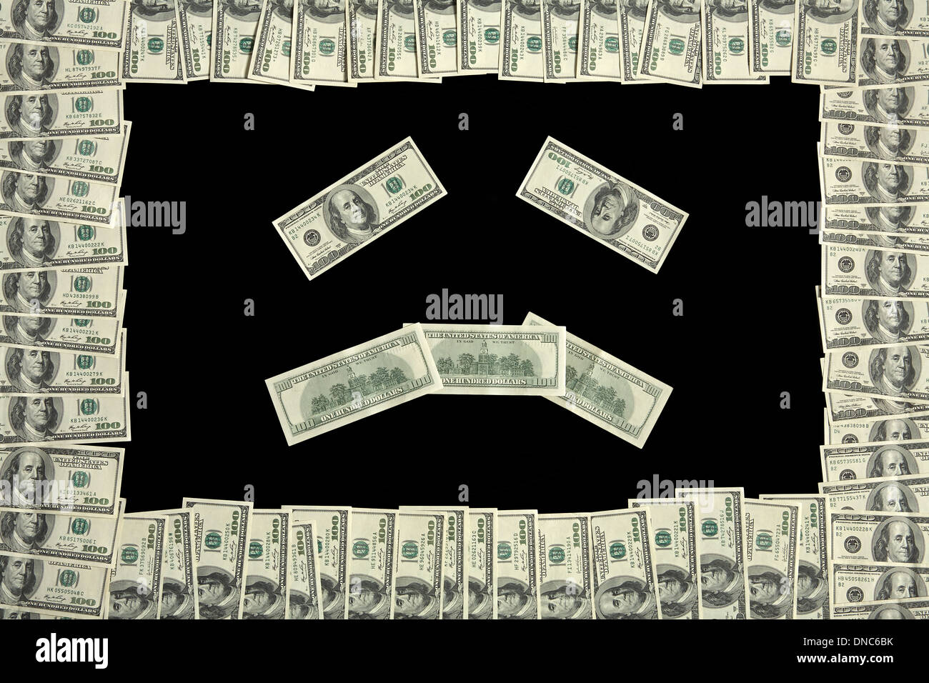 Sad face in dollar bill hi-res stock photography and images - Alamy
