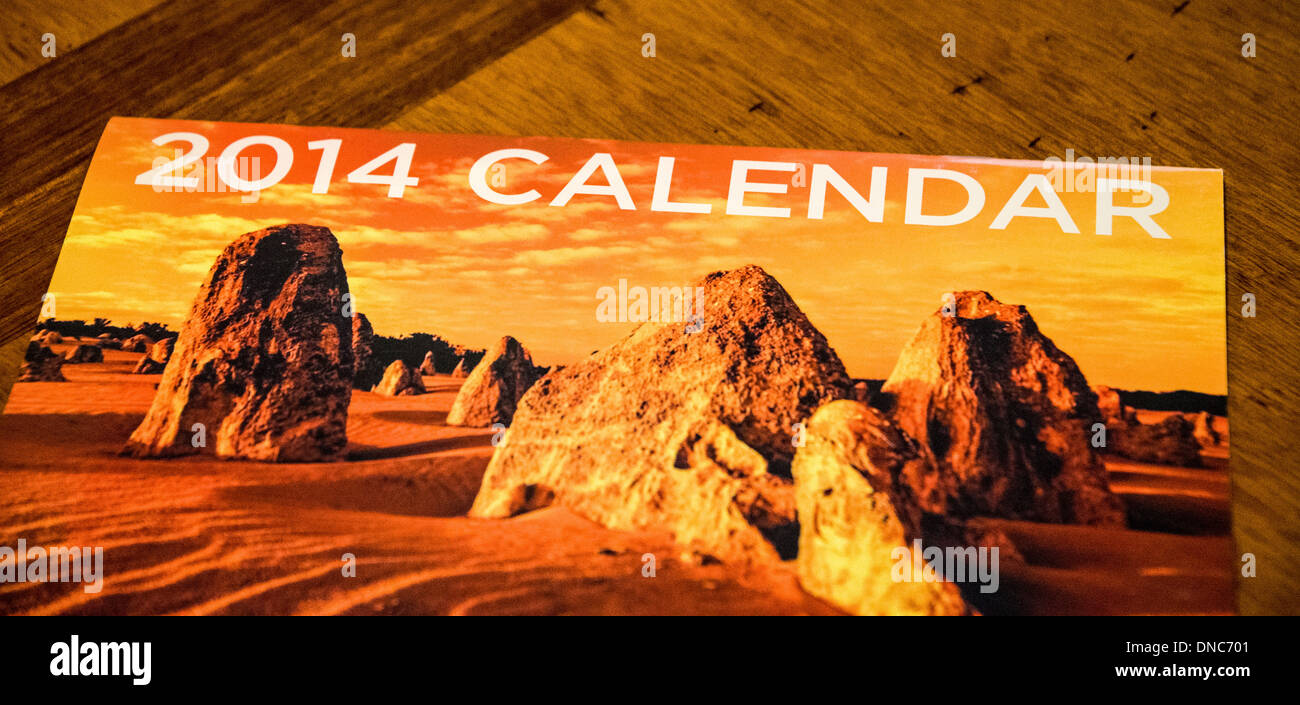 2014 calendar on table Stock Photo - Alamy
