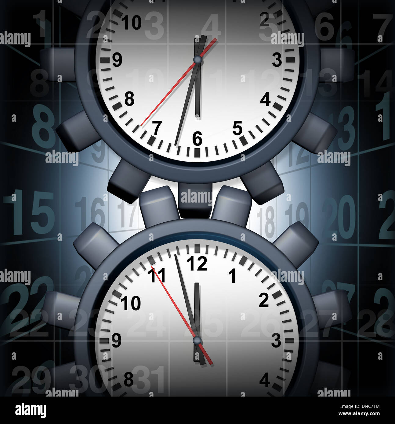 Work schedule business organization planning concept with a clock ...