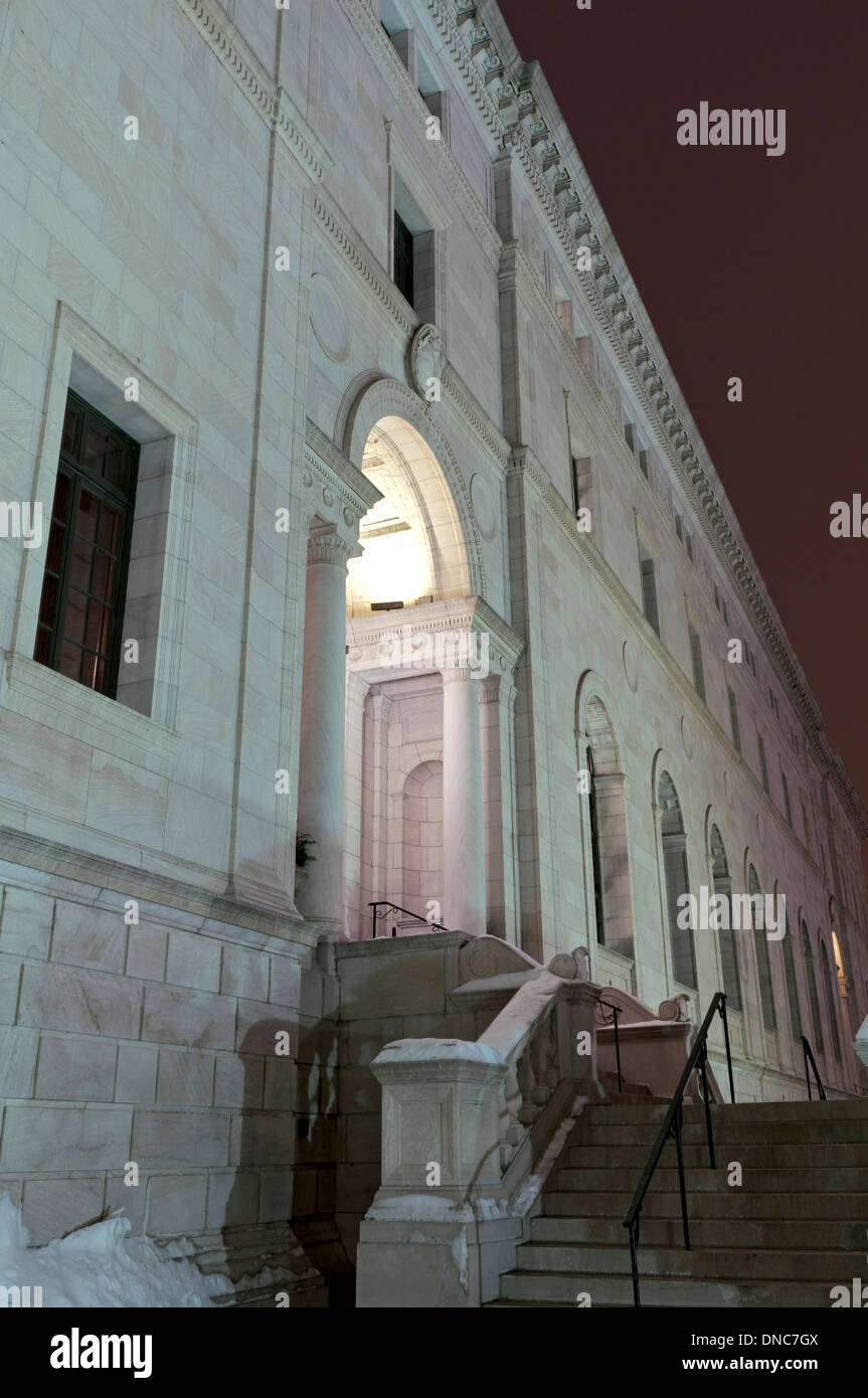 Saint Paul Public Library building illuminated at night in downtown ...