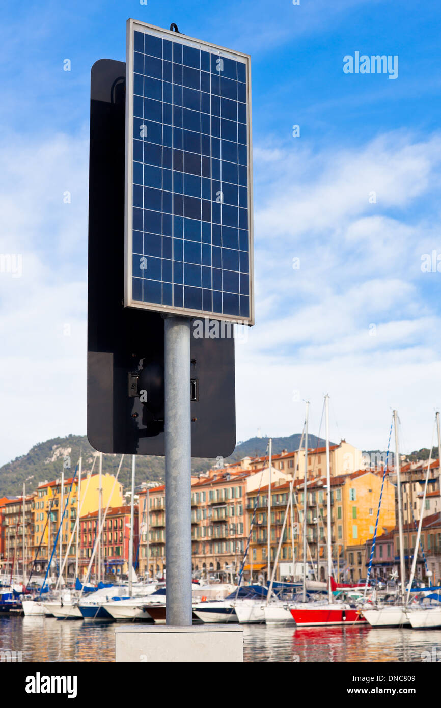 Solar panels on Nice view background. Renewable Energy Stock Photo - Alamy