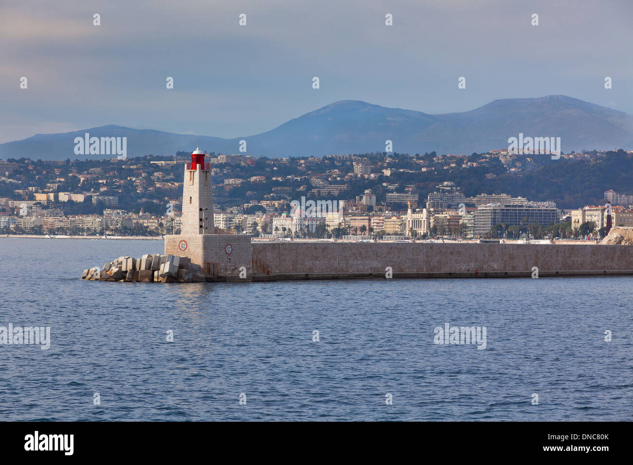 View on Lighthouse and Quay of Nice, French Riviera, France Stock Photo ...