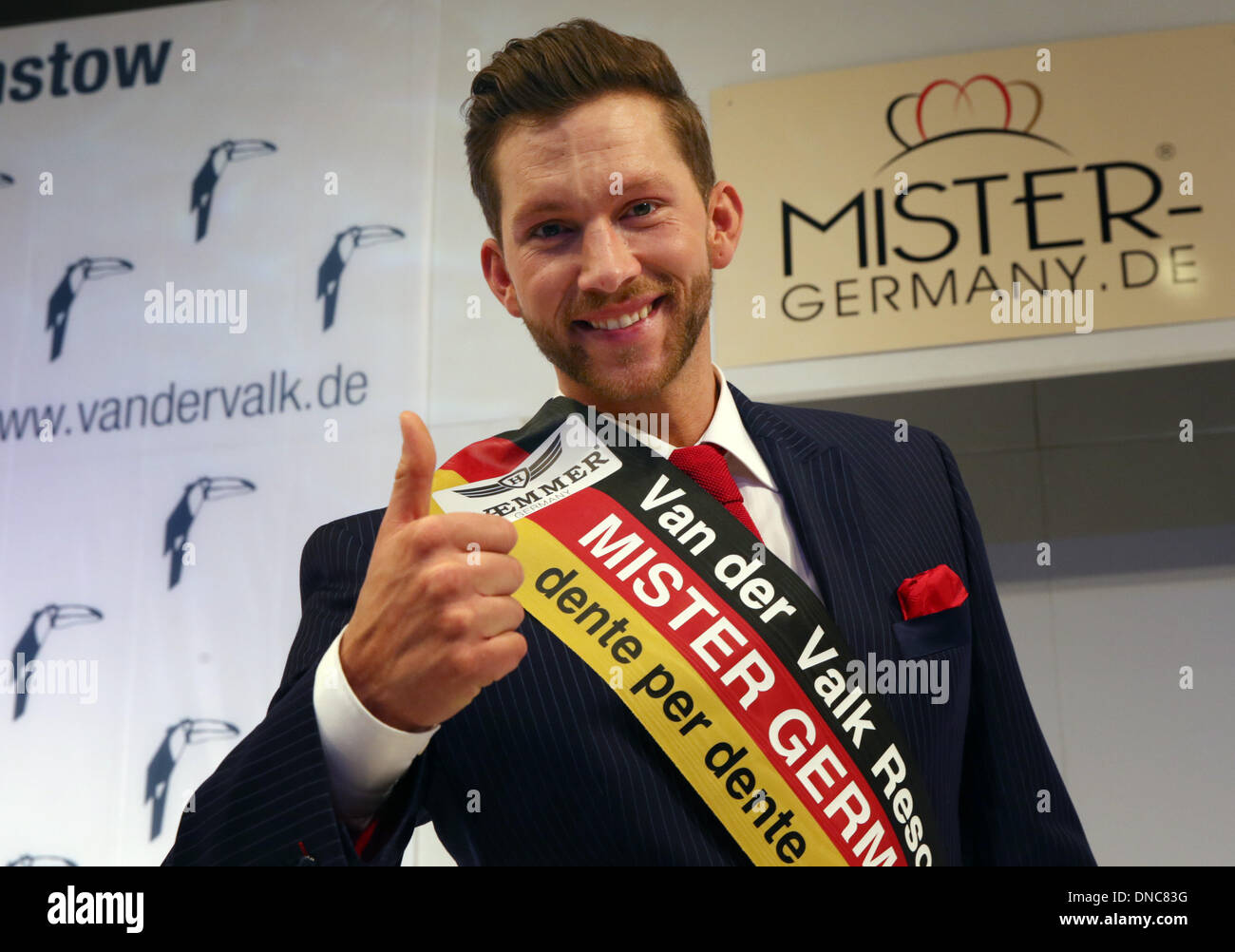 Mister Germany 2014 Oliver Sanne from Duesseldorf cheers after winning ...