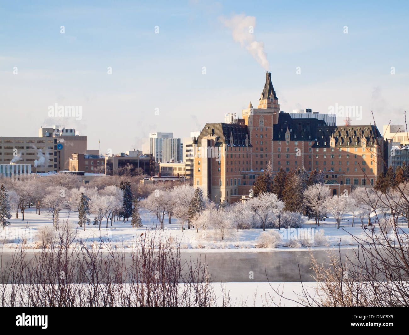 A view of the Delta Bessborough Hotel and downtown Saskatoon ...