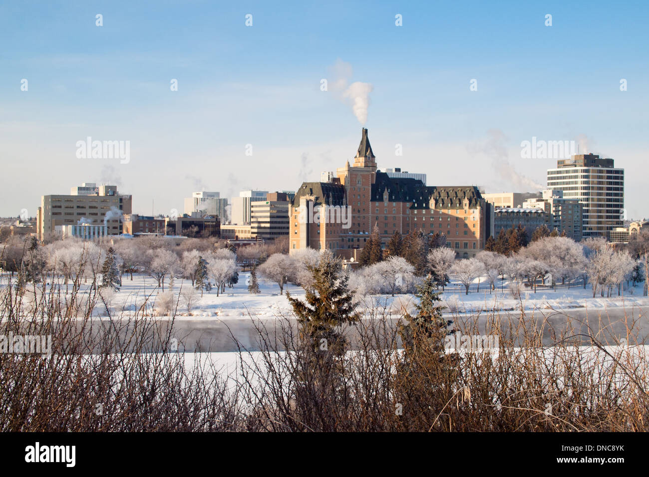 A view of the Delta Bessborough Hotel and downtown Saskatoon ...