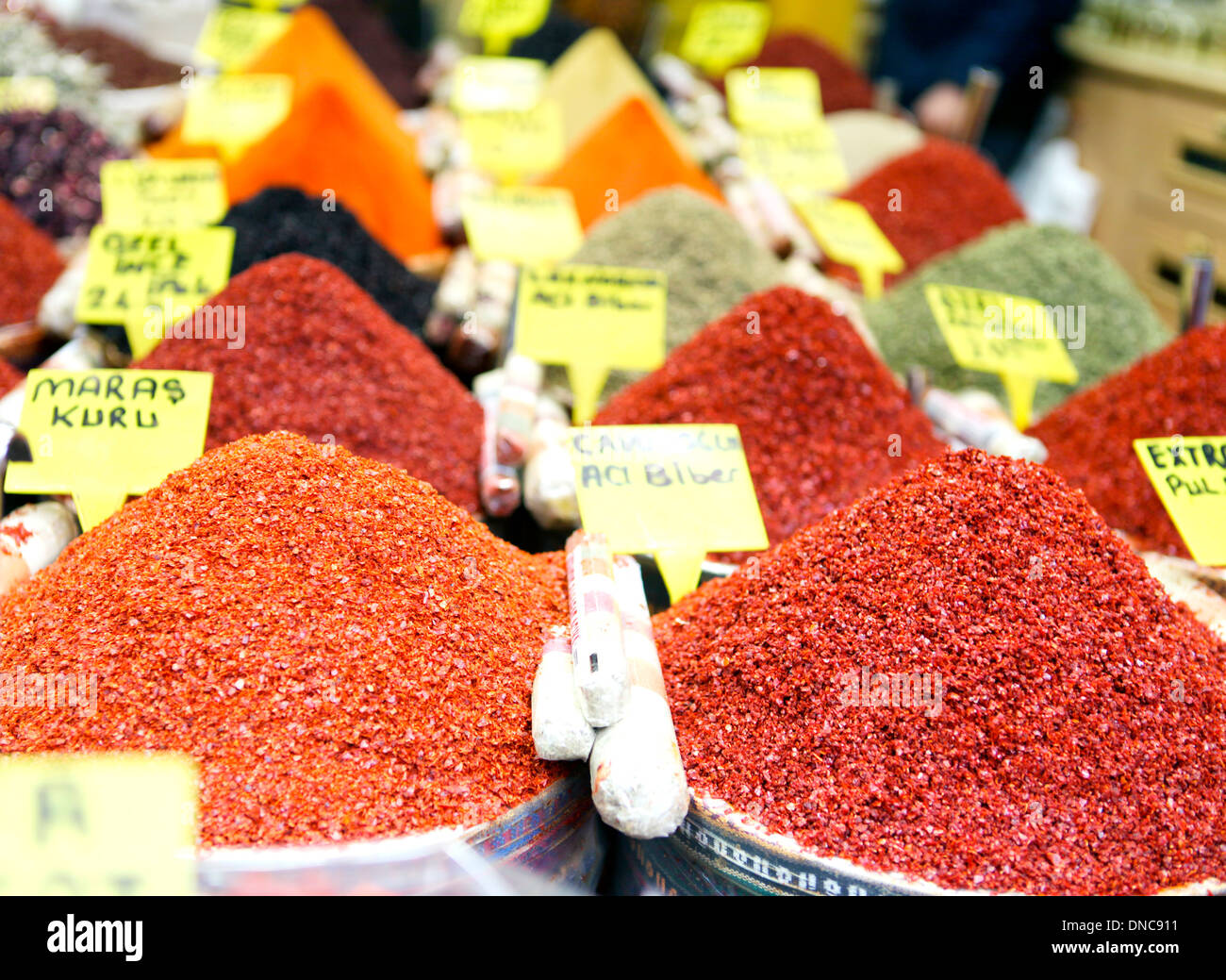 Colorful spices piles Stock Photo - Alamy