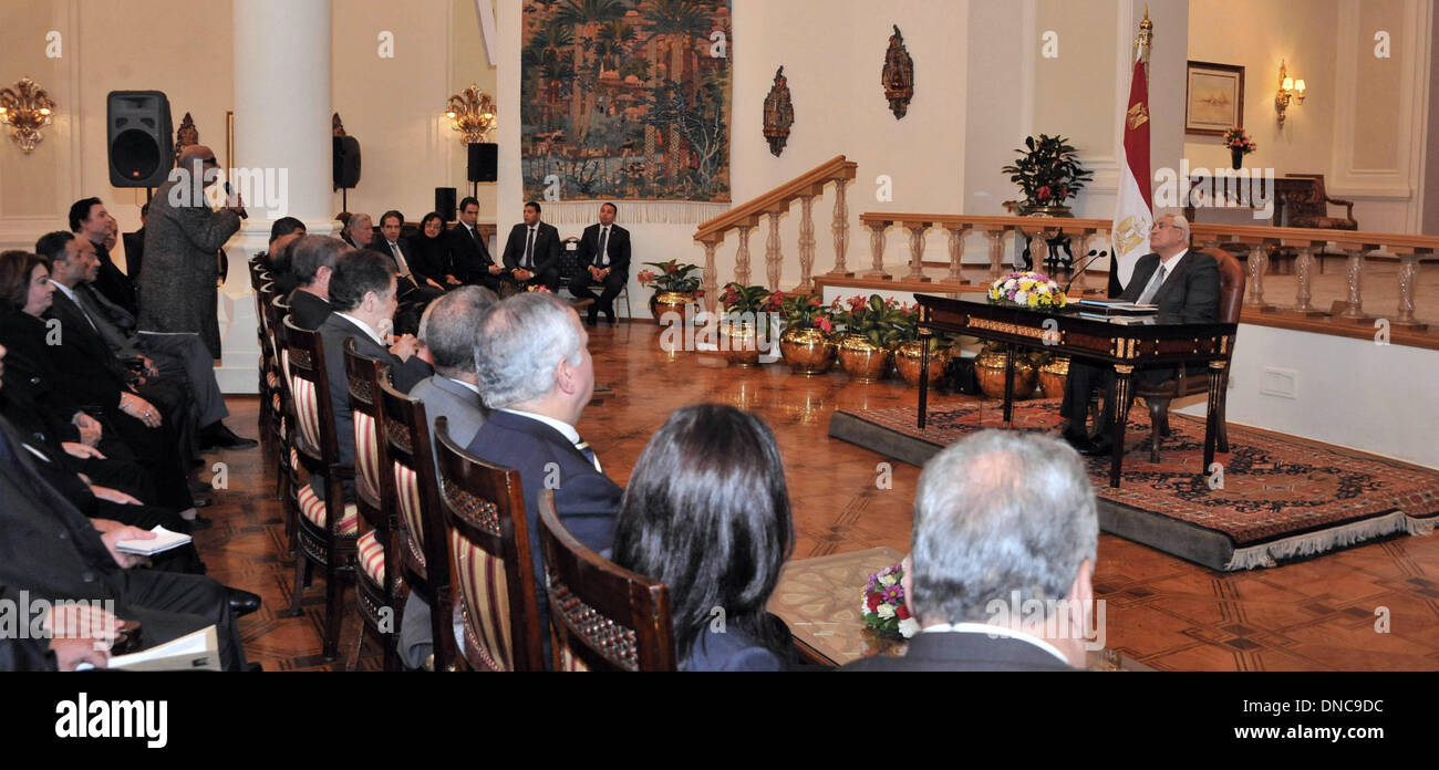 Cairo, Cairo, Egypt. 22nd Dec, 2013. Egyptian interim president Adly ...