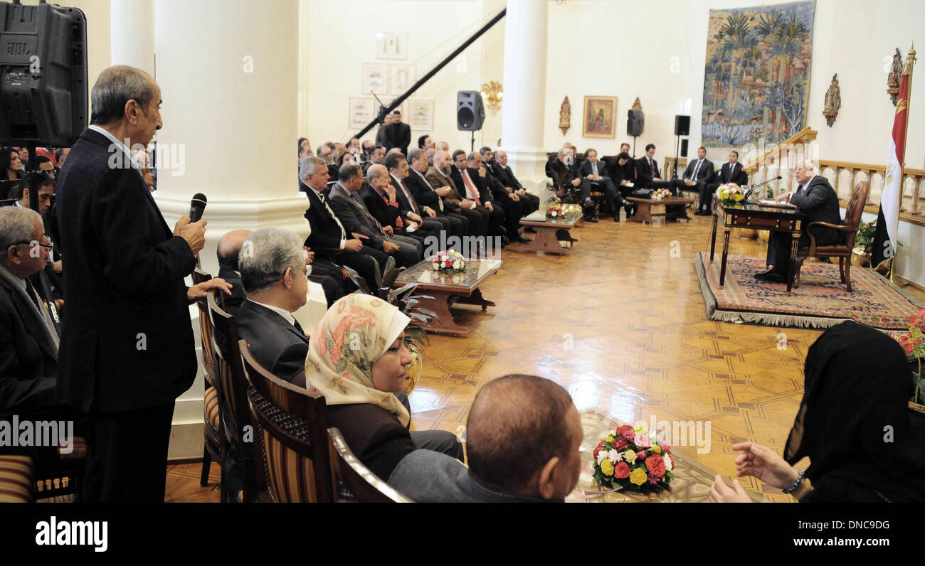 Cairo, Cairo, Egypt. 22nd Dec, 2013. Egyptian interim president Adly ...