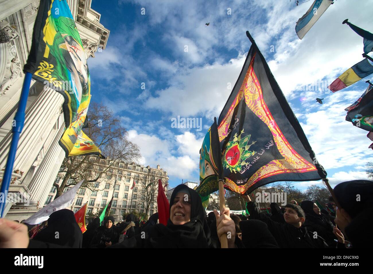 London, UK. 22nd Dec, 2013. Shia muslims march to commemorate a day of ...