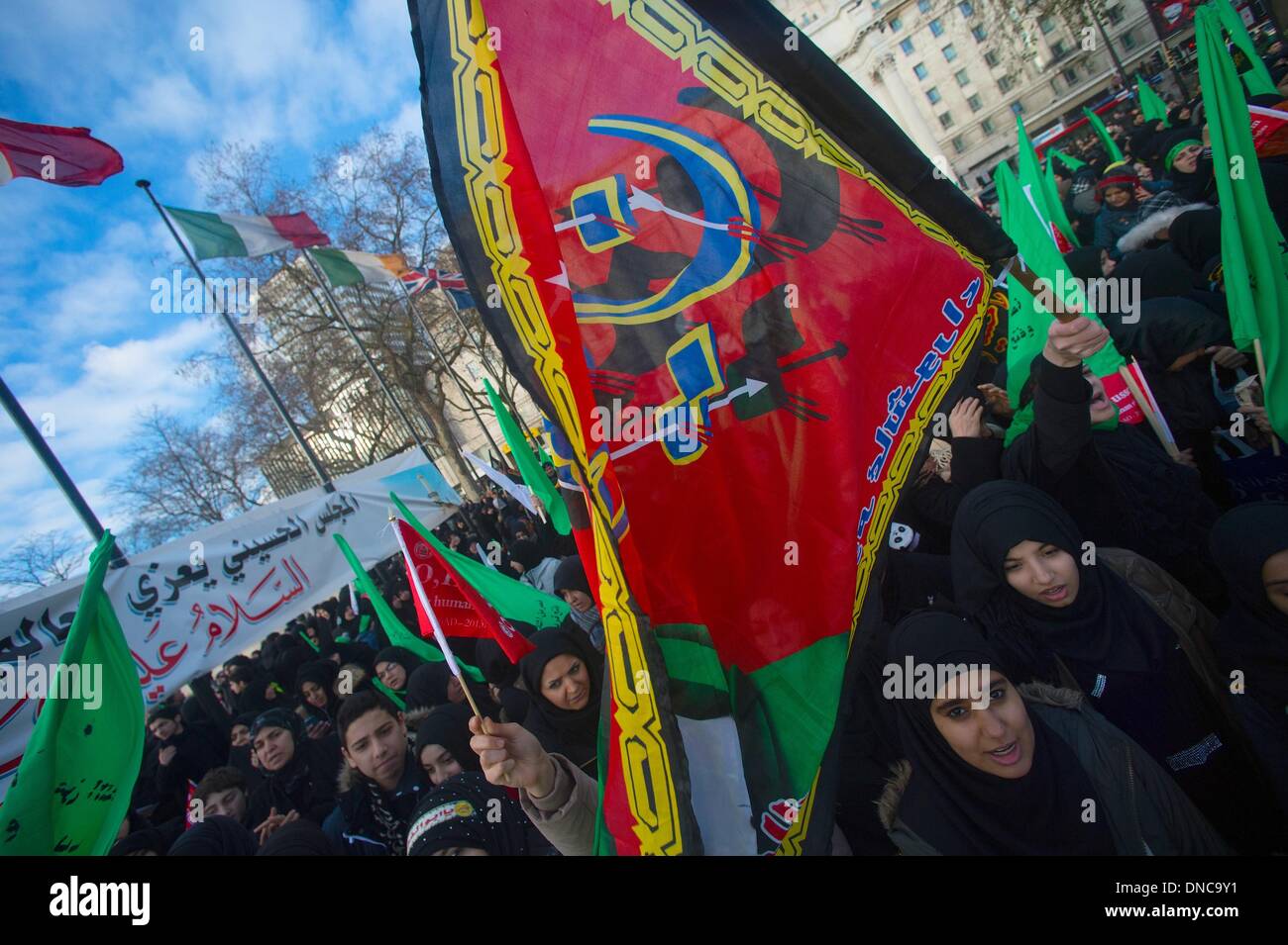 London, UK. 22nd Dec, 2013. Shia muslims march to commemorate a day of ...