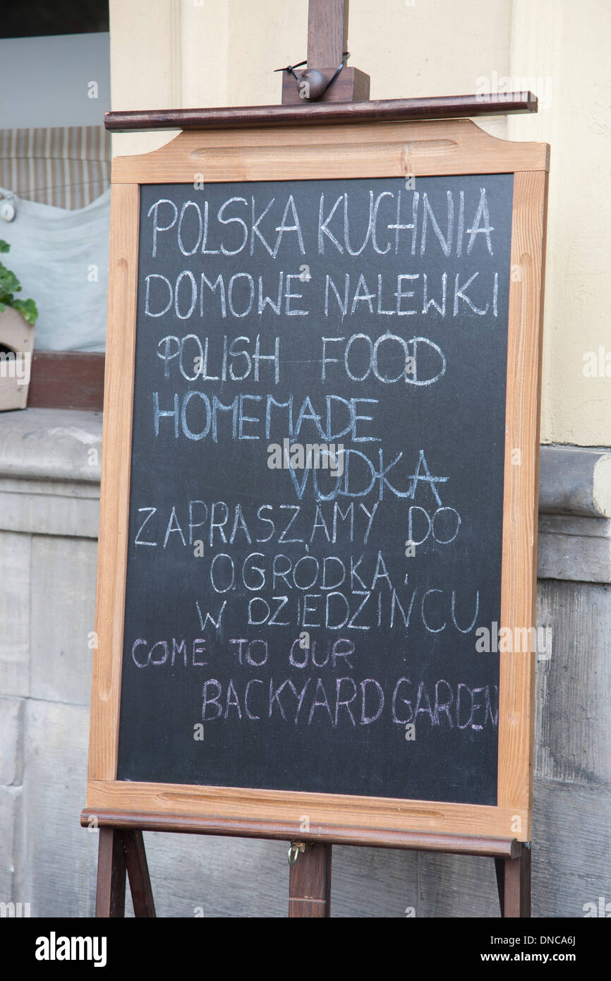 Polish and English Restaurant Menu, Krakow; Poland Stock Photo - Alamy