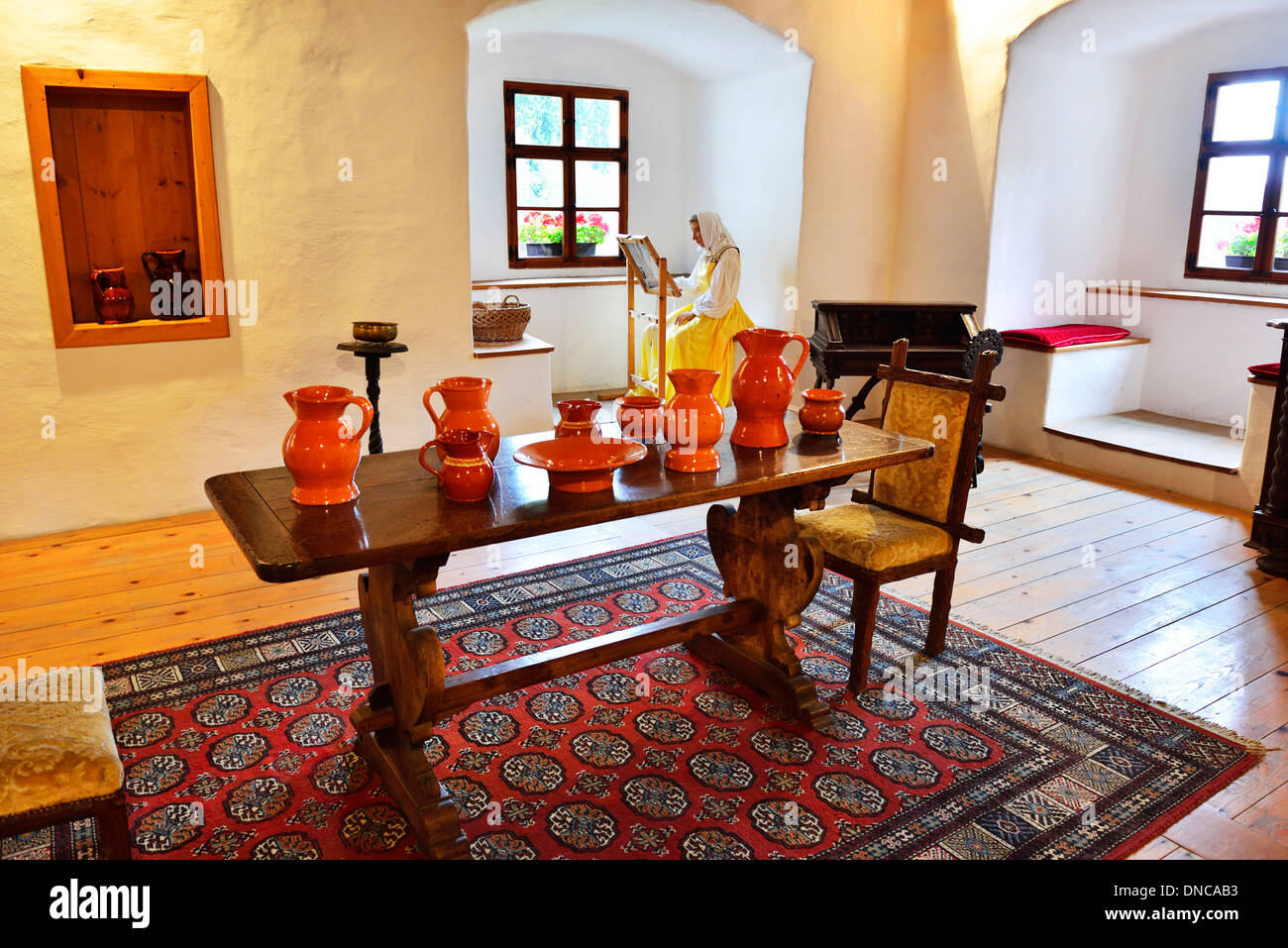 .Furniture showing the lifestyle in the Interior of (a Medieval Castle ...
