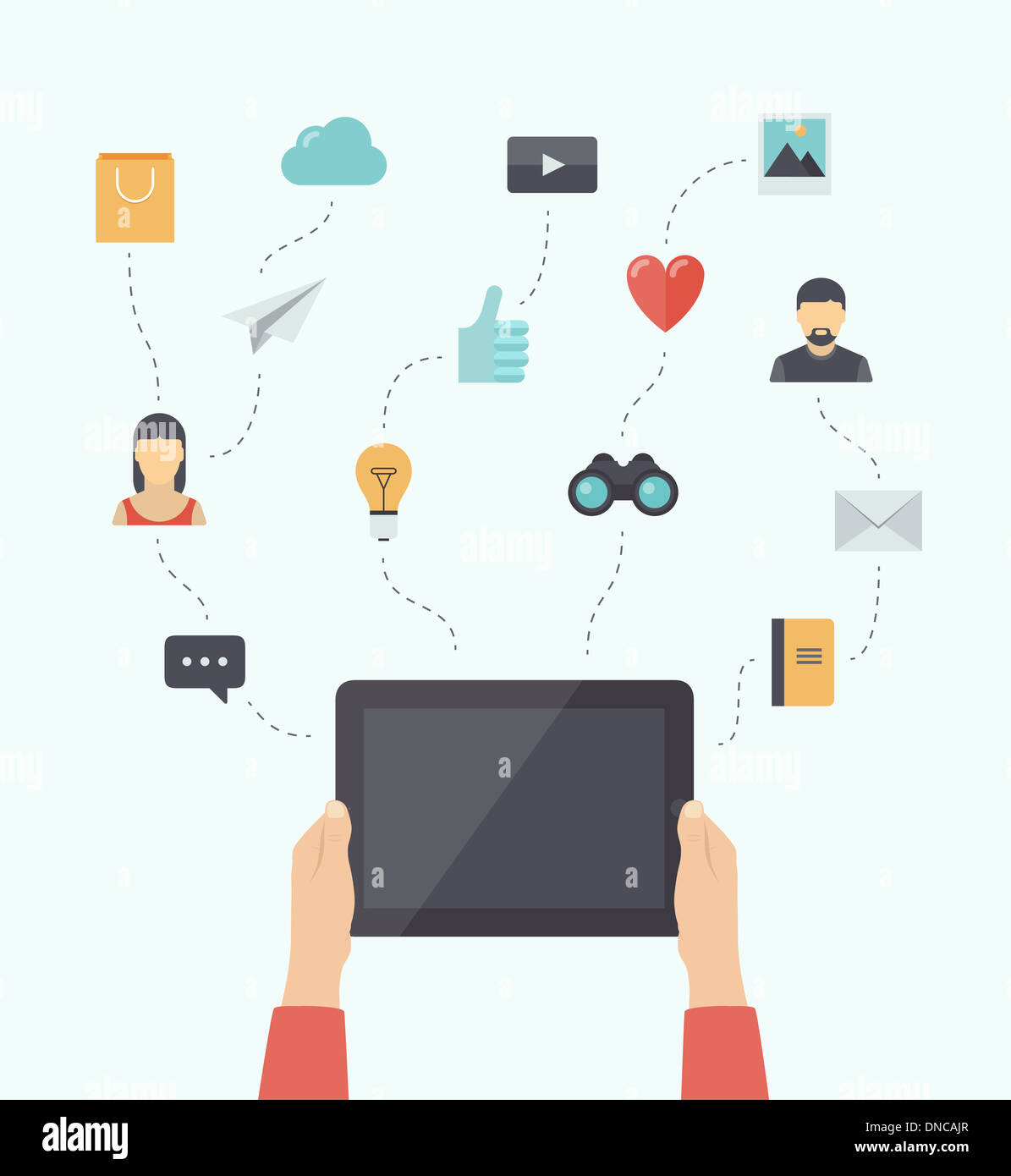 Flat design illustration concept of using modern communication ...