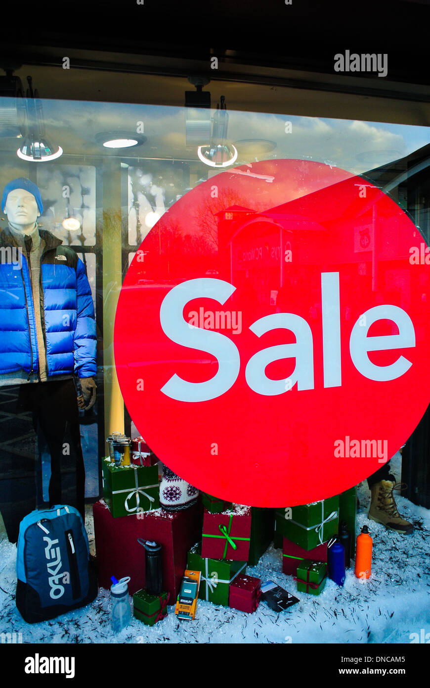 Blacks outdoor sale sign in shop window Stock Photo - Alamy