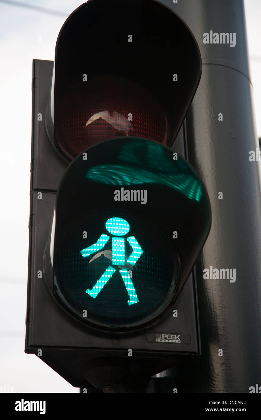 Green Polish Pedestrian Traffic Light, Krakow; Poland Stock Photo - Alamy