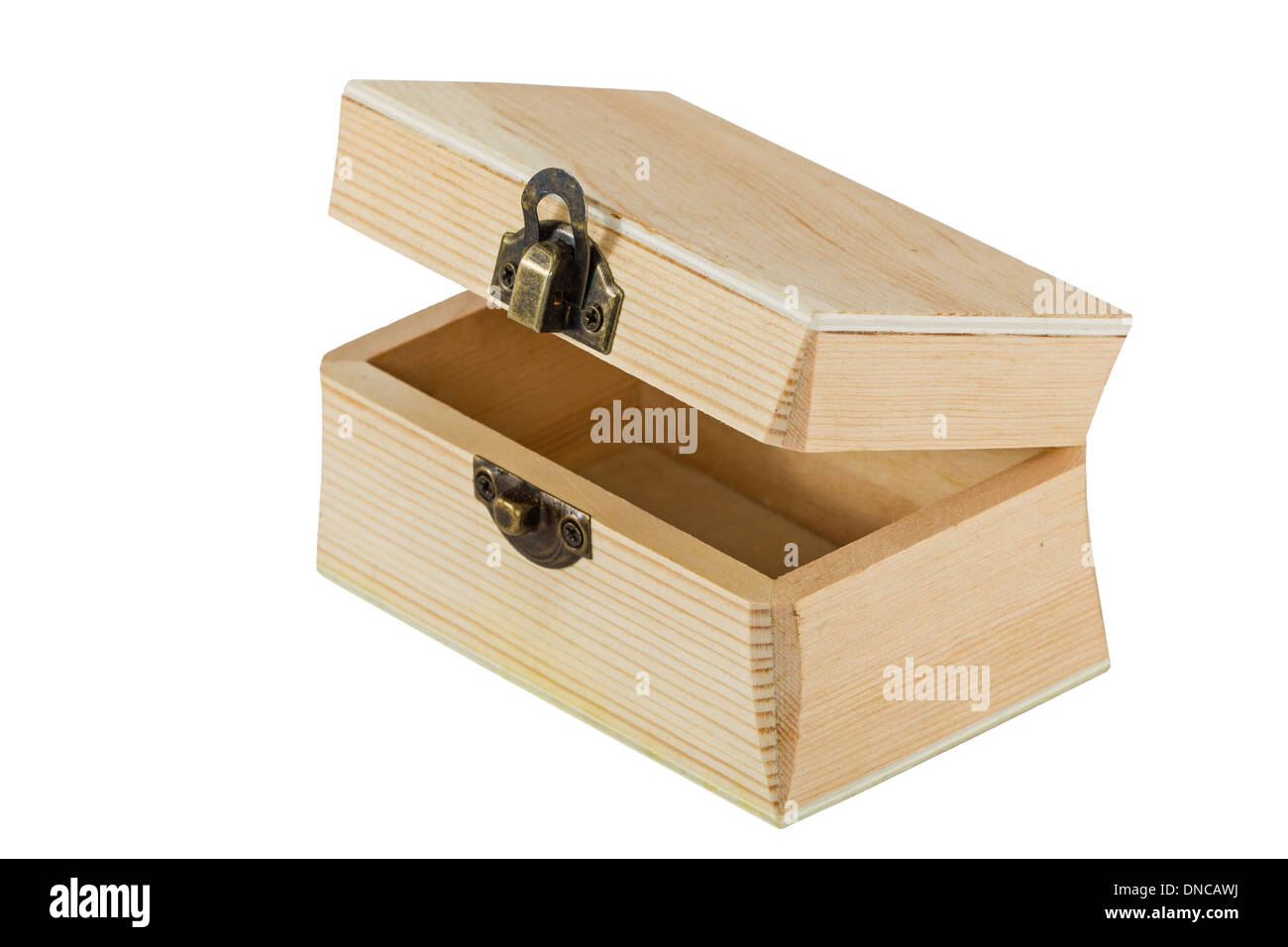 Opened wooden chest, isolated on white background Stock Photo - Alamy