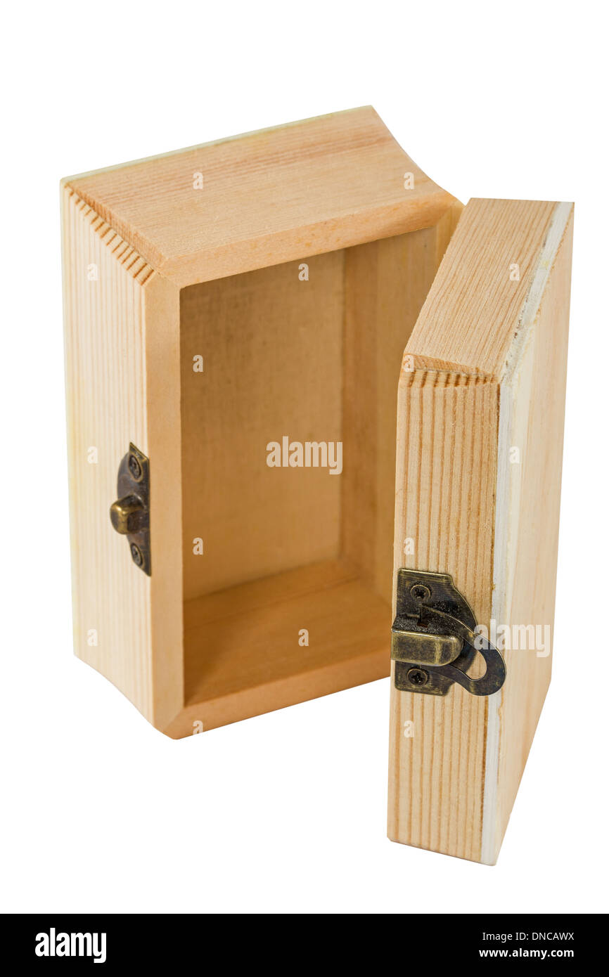 Opened wooden chest, isolated on white background Stock Photo - Alamy