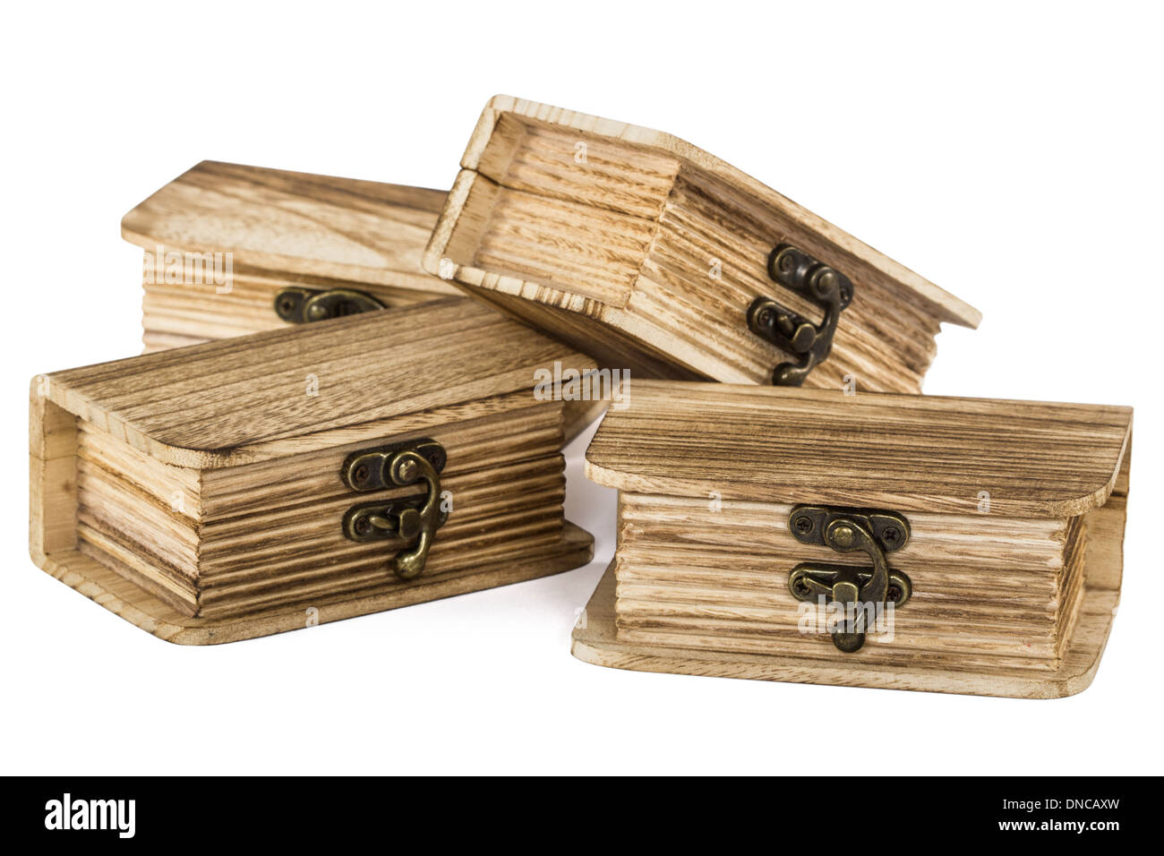 Locked wooden chests, isolated on white background Stock Photo - Alamy