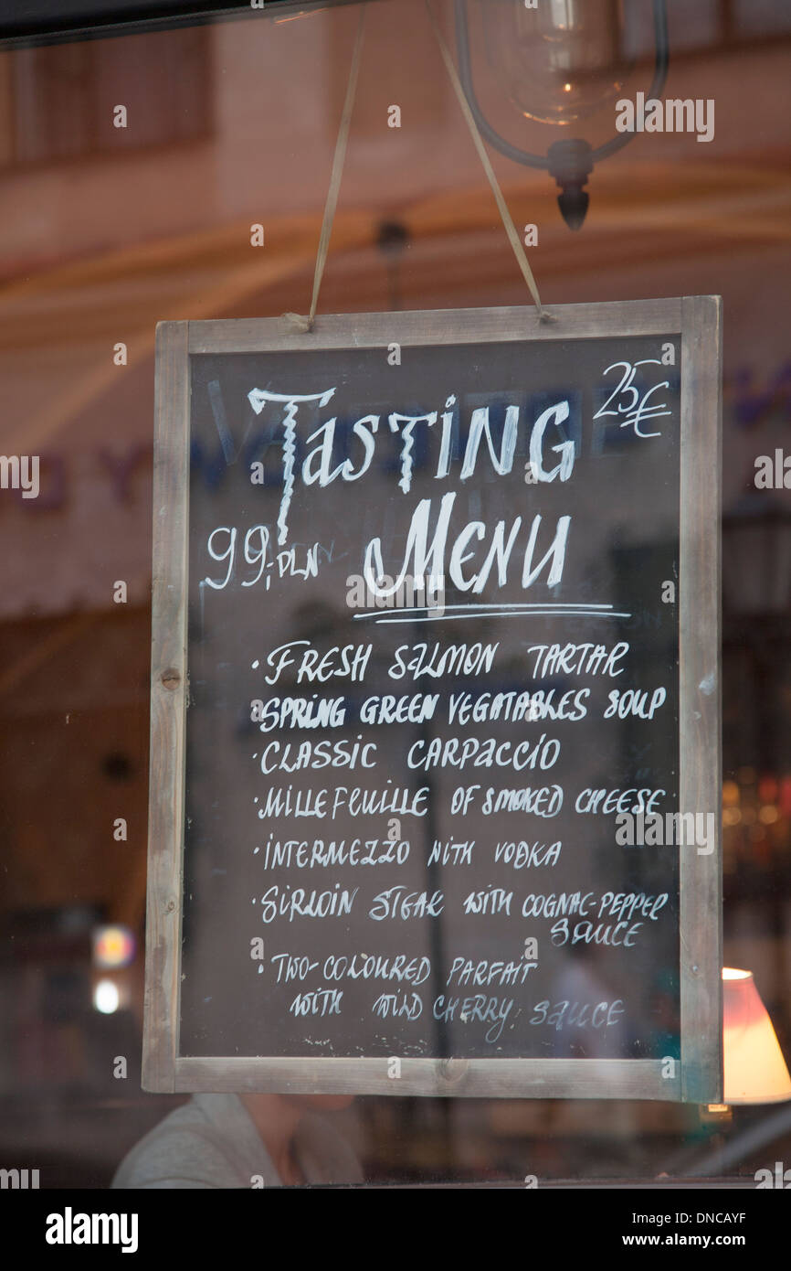 Food Menu in English and Polish, Krakow, Poland Stock Photo - Alamy