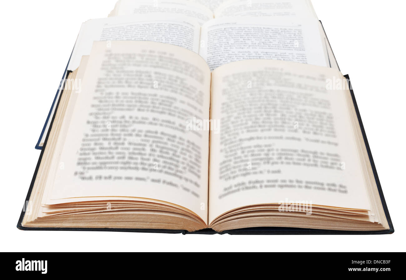 three open books isolated on white background Stock Photo - Alamy