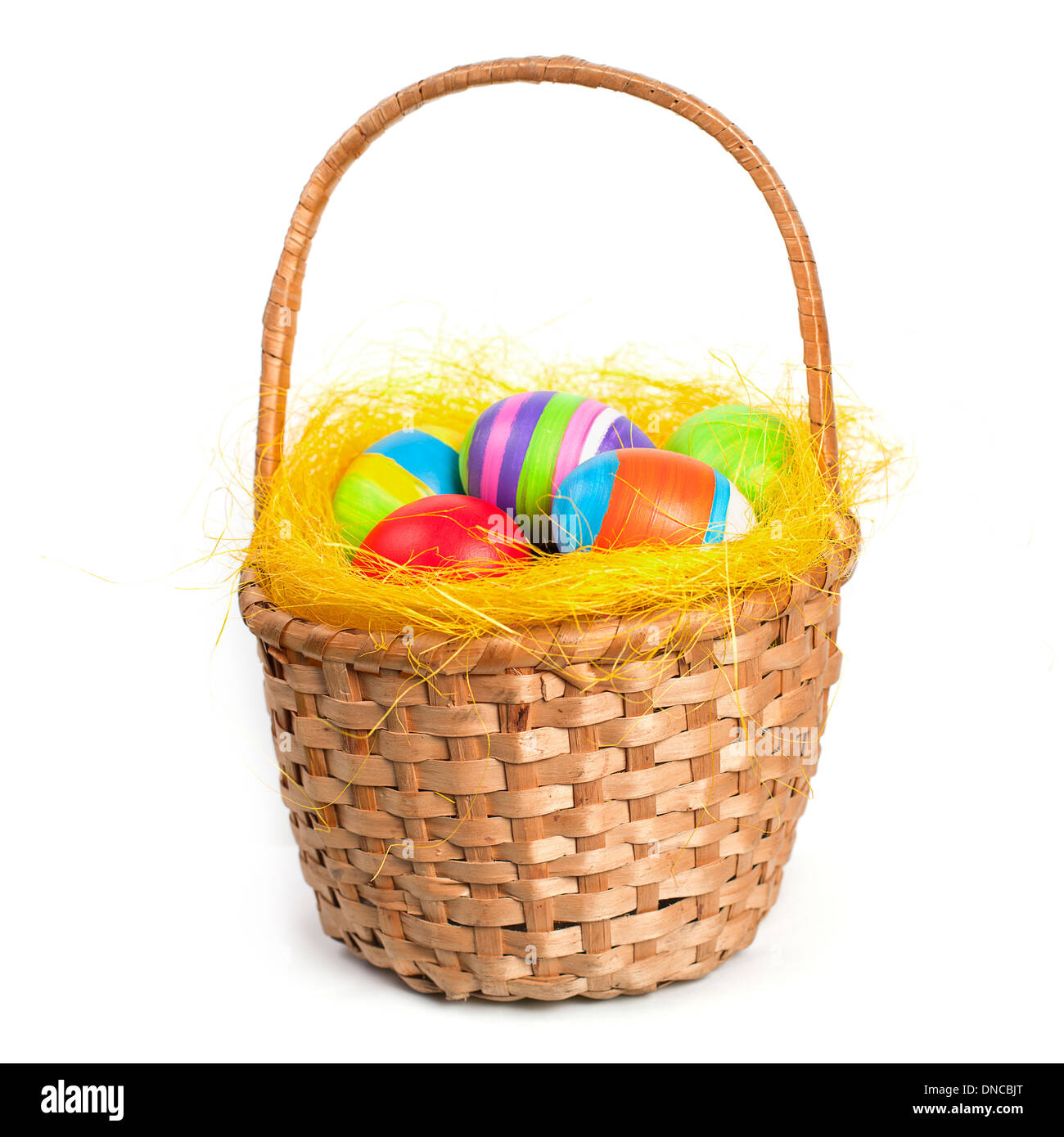 Straw basket easter eggs Cut Out Stock Images & Pictures - Alamy