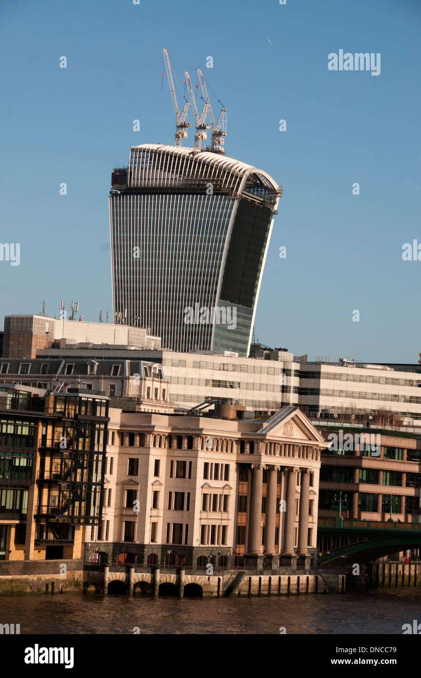 City of London UK .Riverfront buildings with Cheesegrater building ...