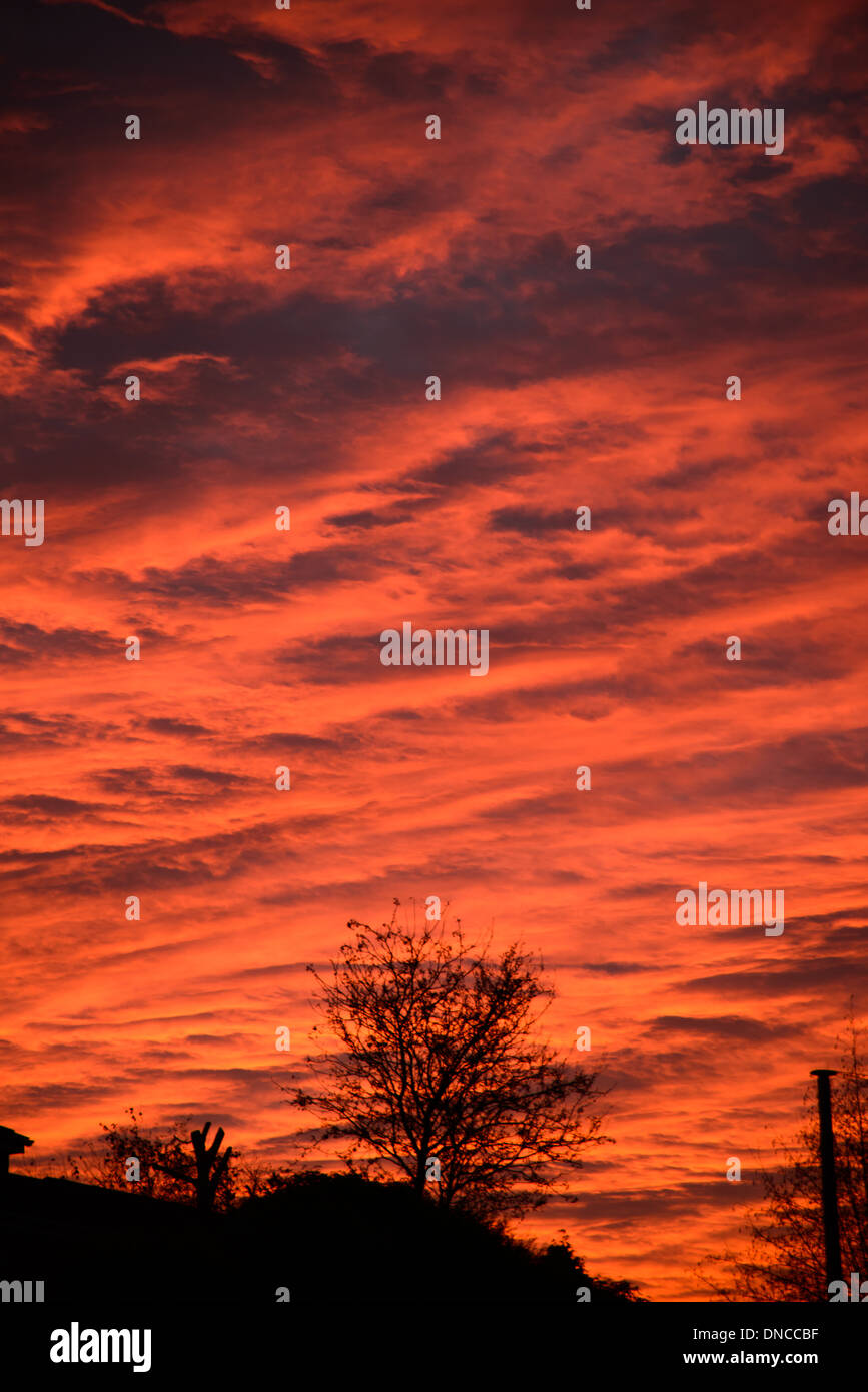 Sunset fire clouds and night view hi-res stock photography and images ...