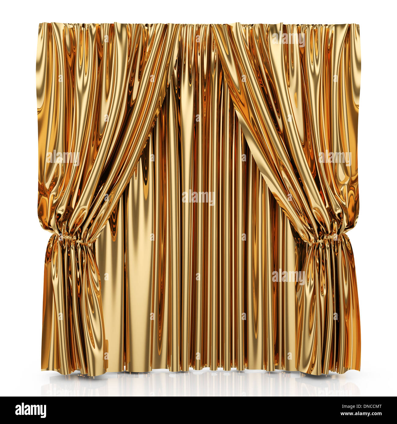 3d render of golden curtains isolated at white background Stock Photo ...