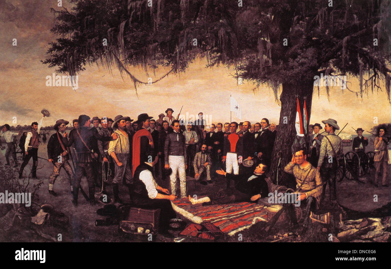 Mexican General Santa Anna surrenders to Texan Sam Houston at The ...
