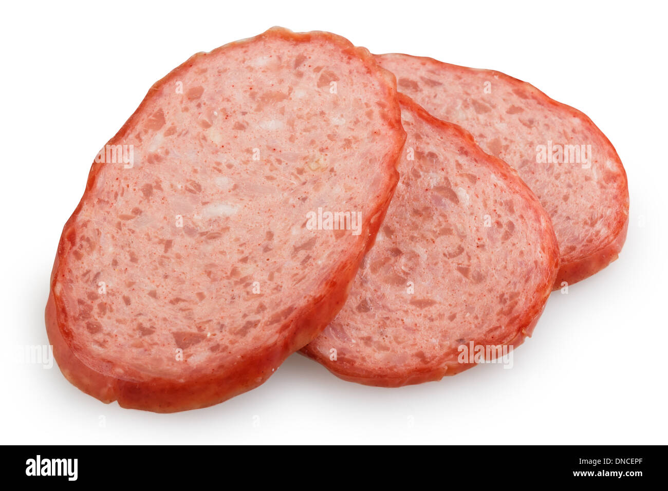 sausage cuts isolated Stock Photo - Alamy