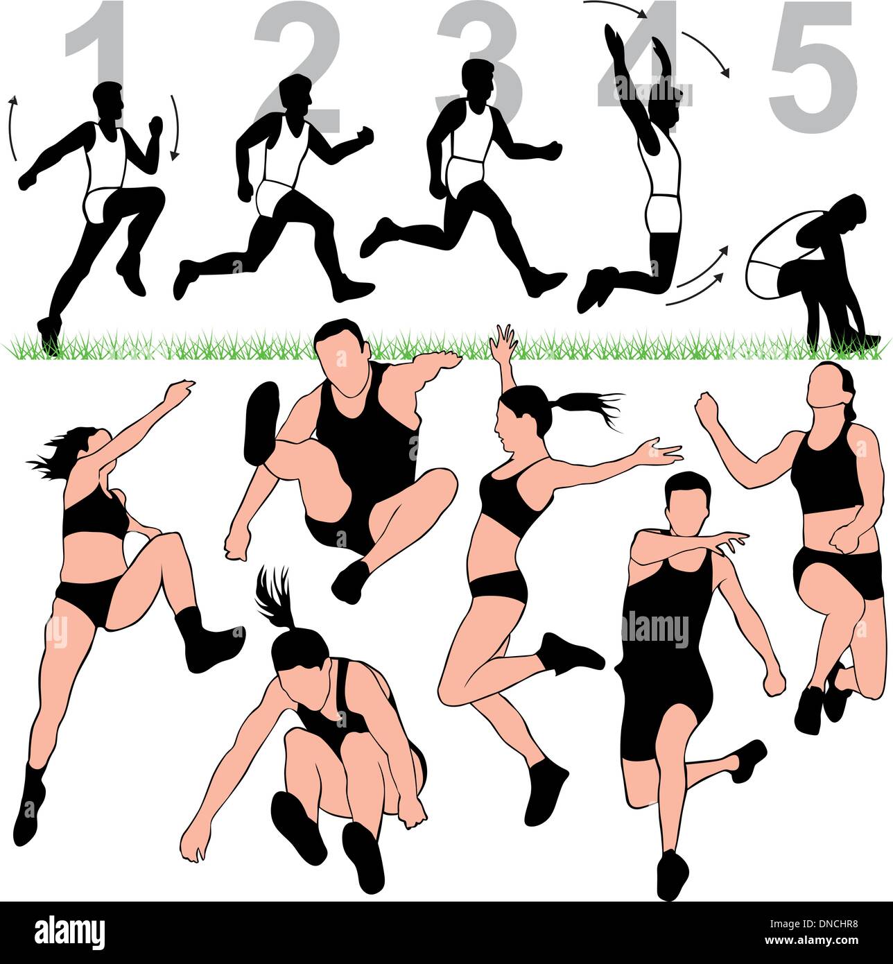 Long Jump Silhouettes Set Stock Vector Image & Art - Alamy