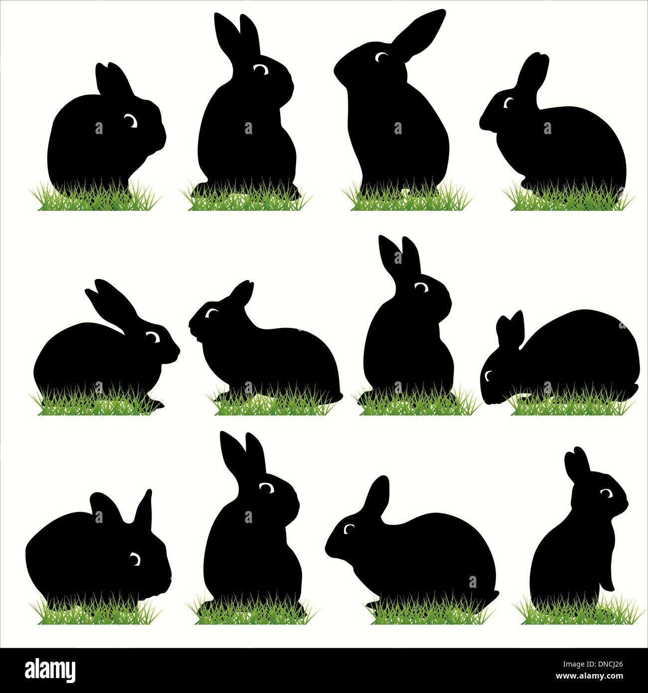 Rabbits Silhouettes Set Stock Vector Image & Art - Alamy