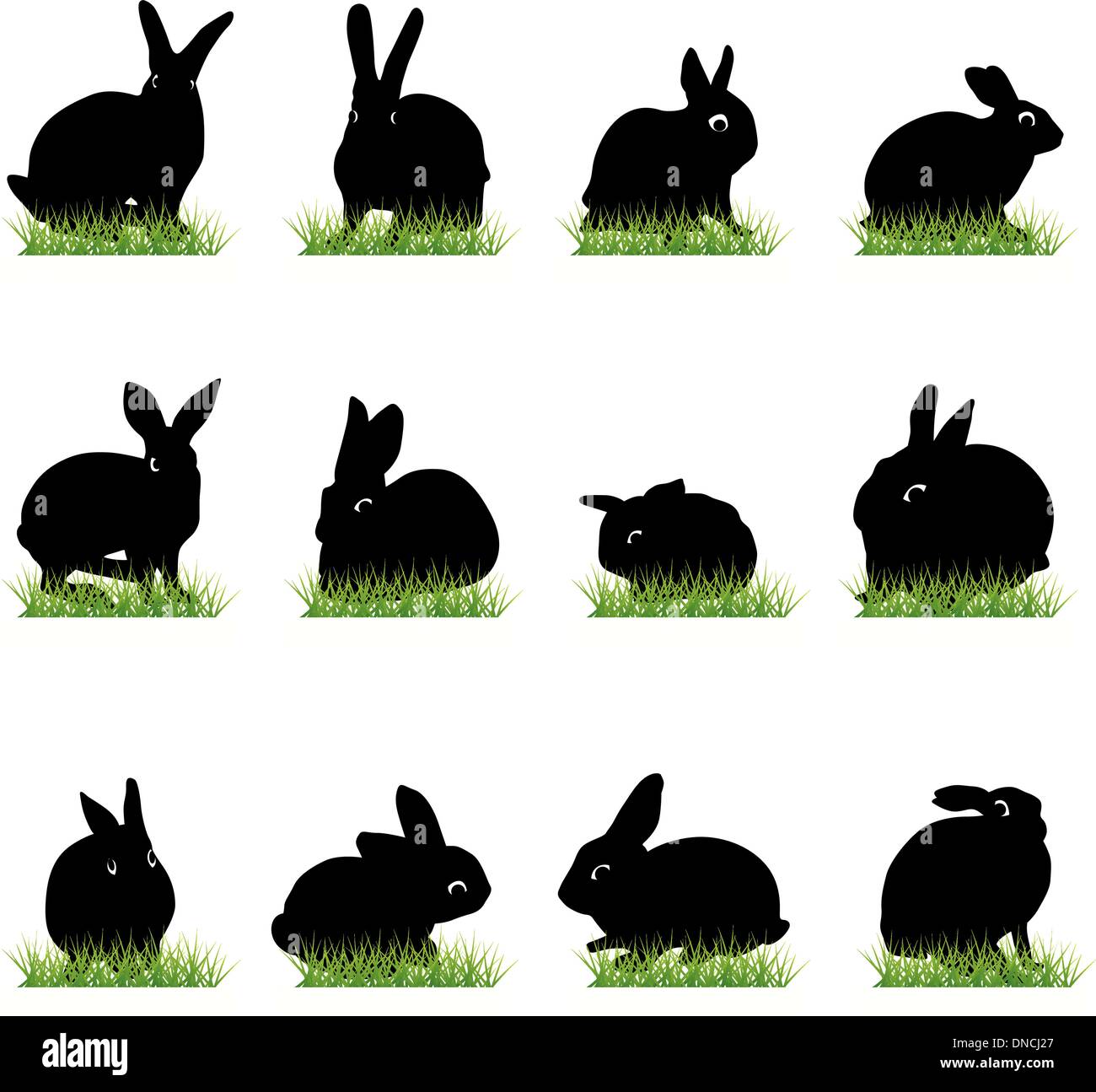Rabbits Silhouettes Set Stock Vector Image & Art - Alamy