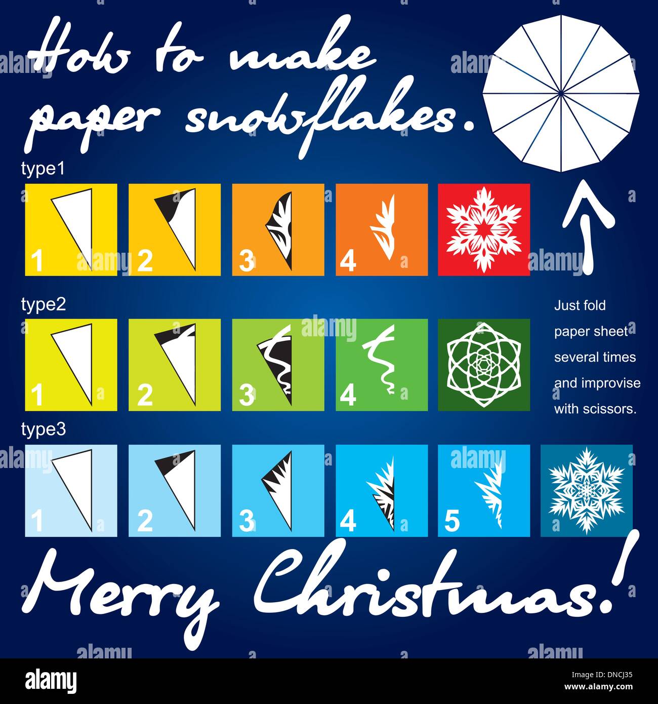 How to make paper snowflakes Stock Vector Image & Art - Alamy