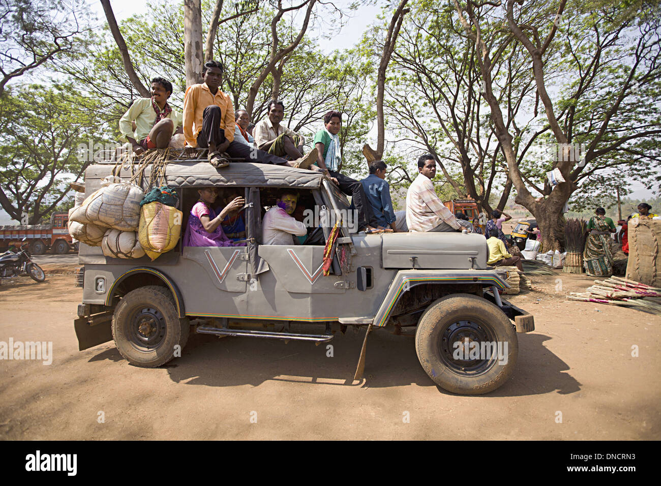 Over crowded vehicle, Orissa, India Stock Photo - Alamy
