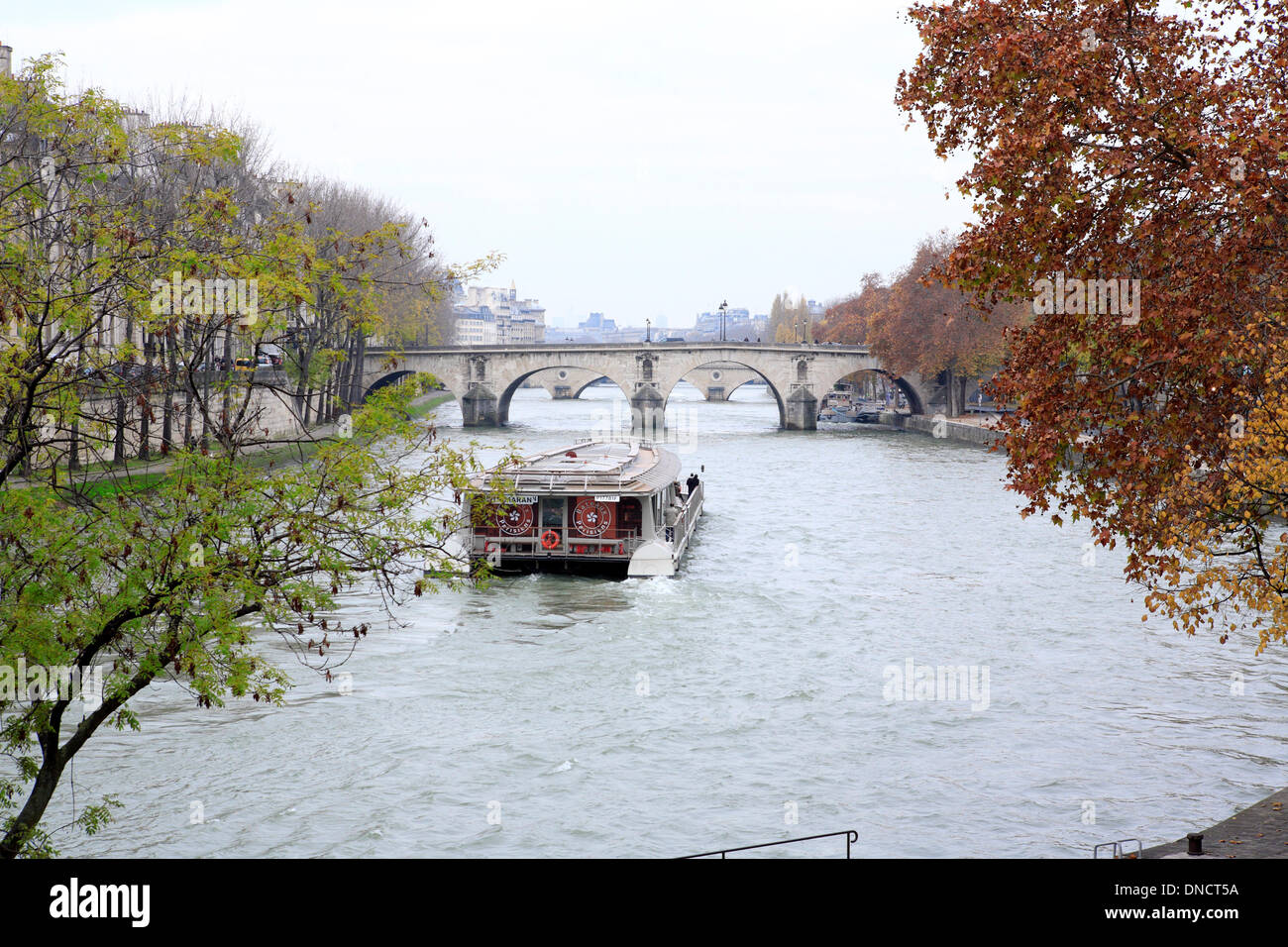 River Seine View With Tourist Sightseeing Boat From Pont Sully Bridge ...