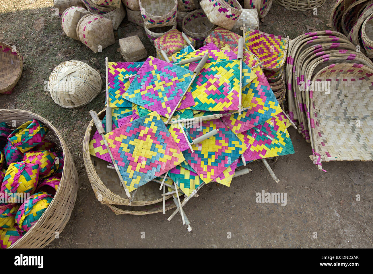 Colourfull bamboo fans, Bhuvaneshwar, Orissa, India Stock Photo - Alamy