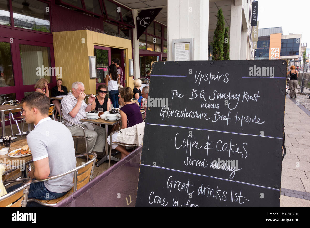 People having lunch at outdoor restaurant, Bristol, UK Stock Photo - Alamy