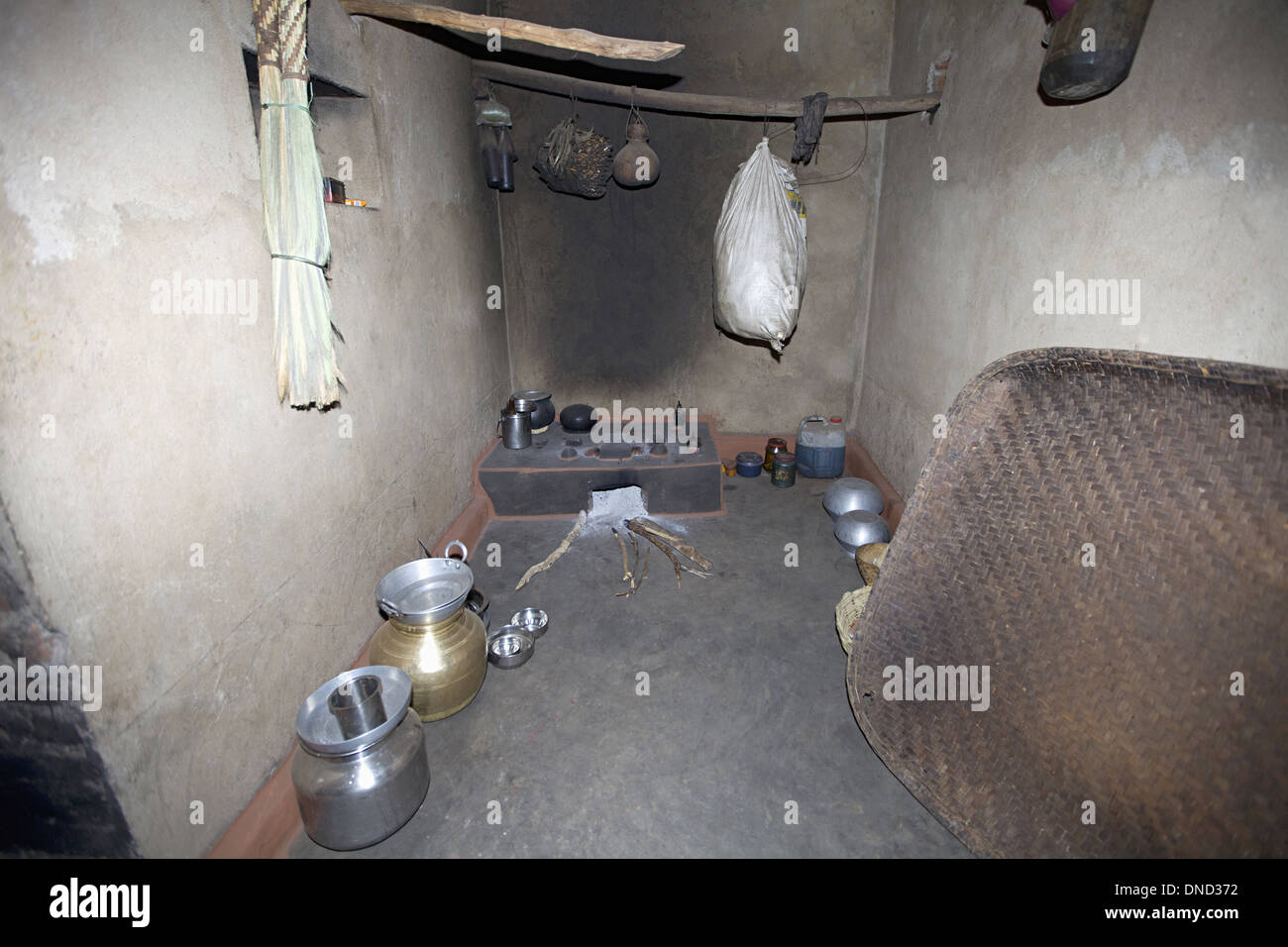 Kitchen of tribal house, Orissa, India Stock Photo - Alamy