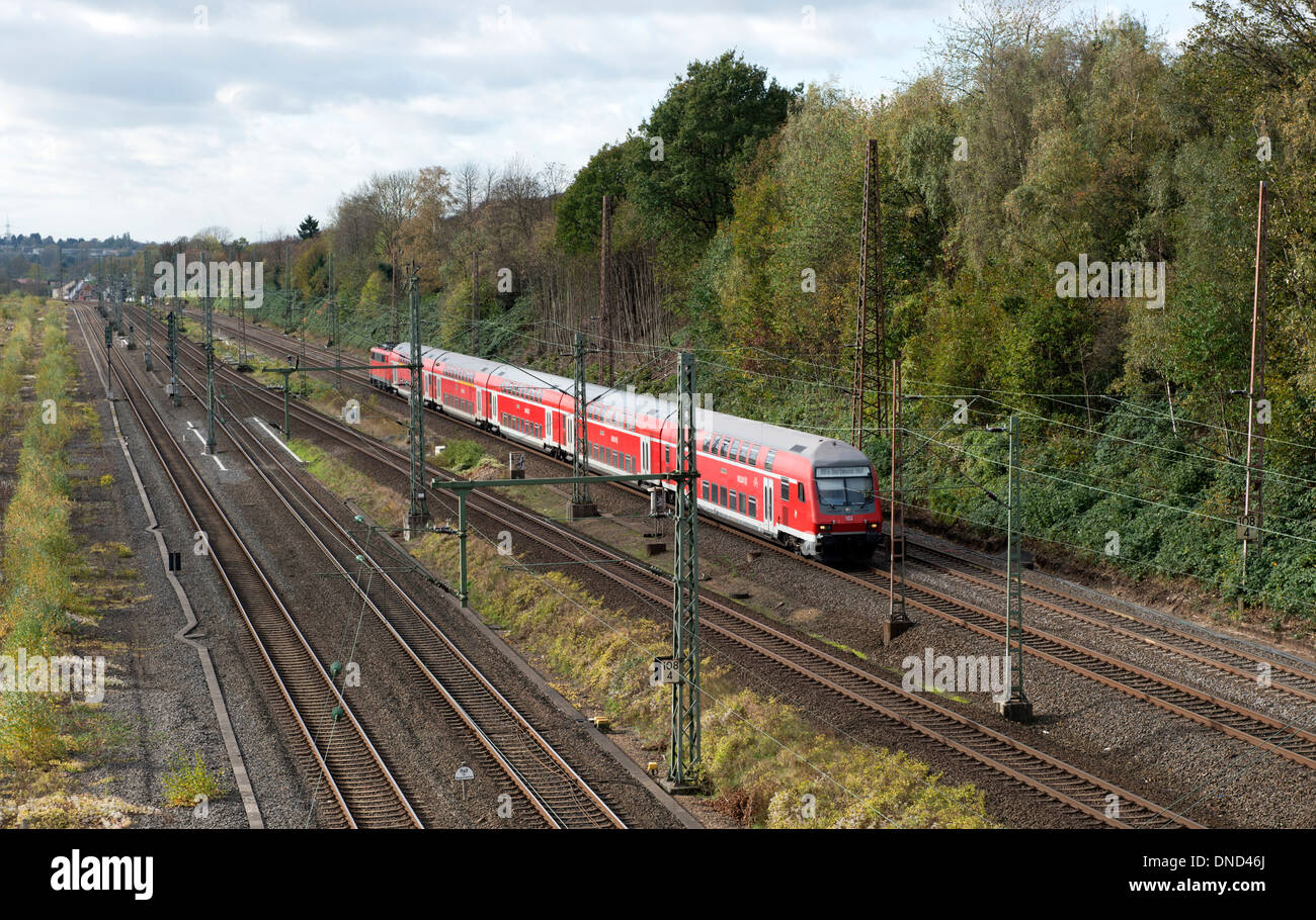 Regional Express double-decker passenger train, Wuppertal, Germany ...