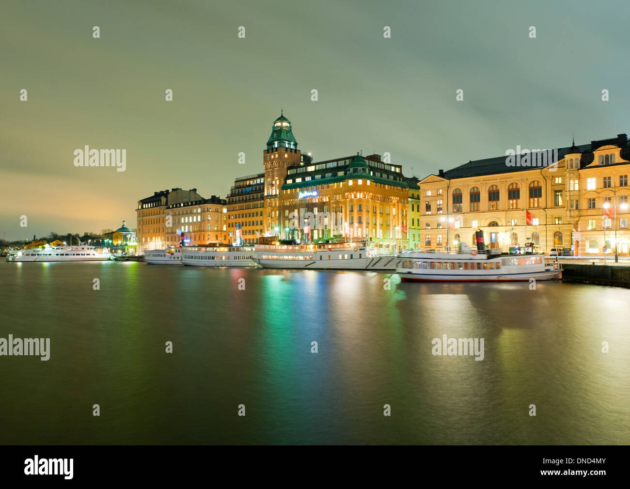 Evening view across Nybroviken ("New Bridge Bay") towards Nybrokajen ...