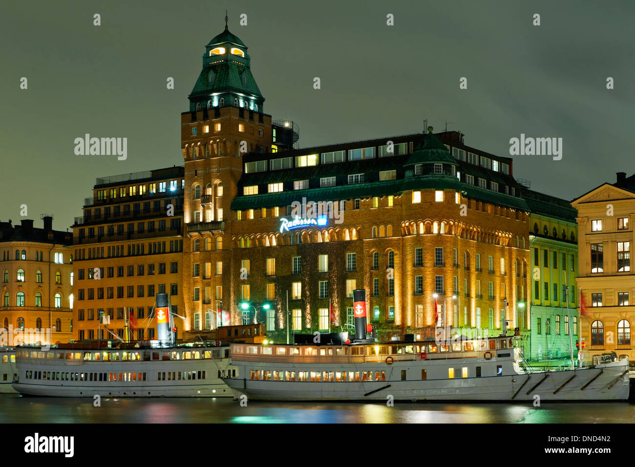 Evening view across Nybroviken ("New Bridge Bay") towards Nybrokajen ...